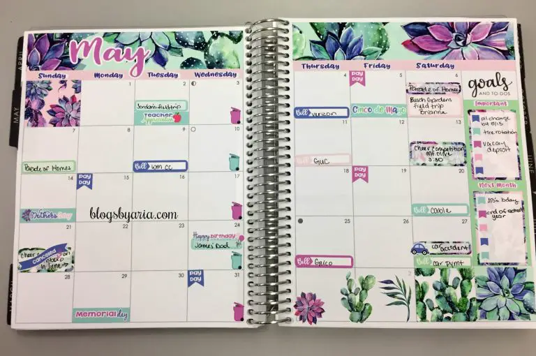 May Monthly Planner Spreads - Blogs by Aria