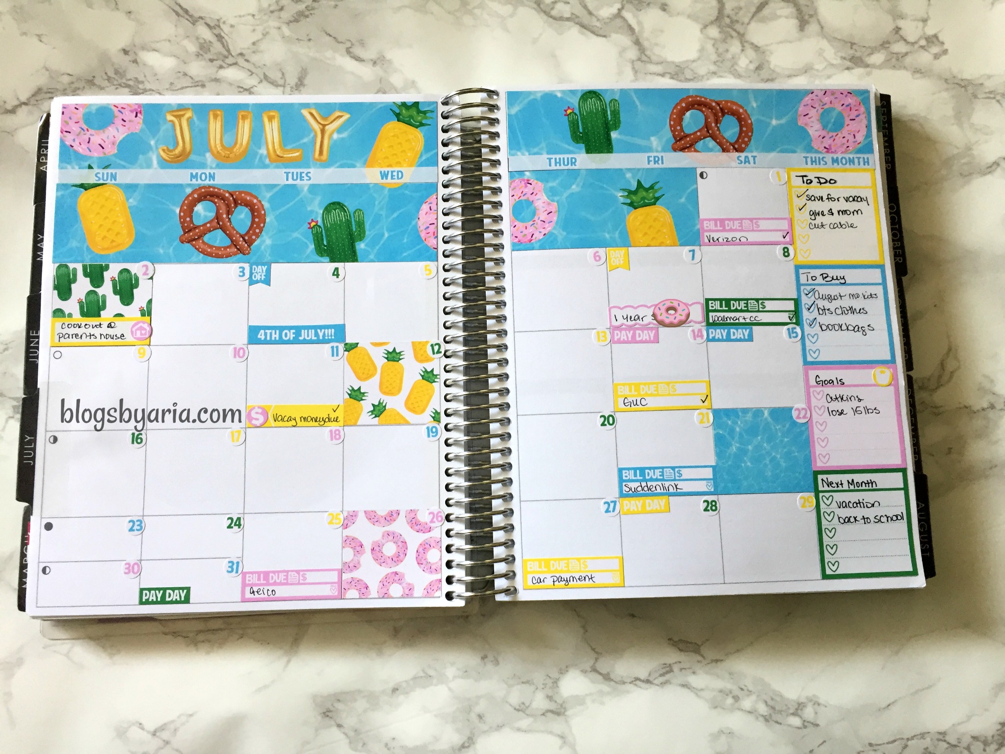 July Monthly Planner Spreads Round Up - Blogs by Aria