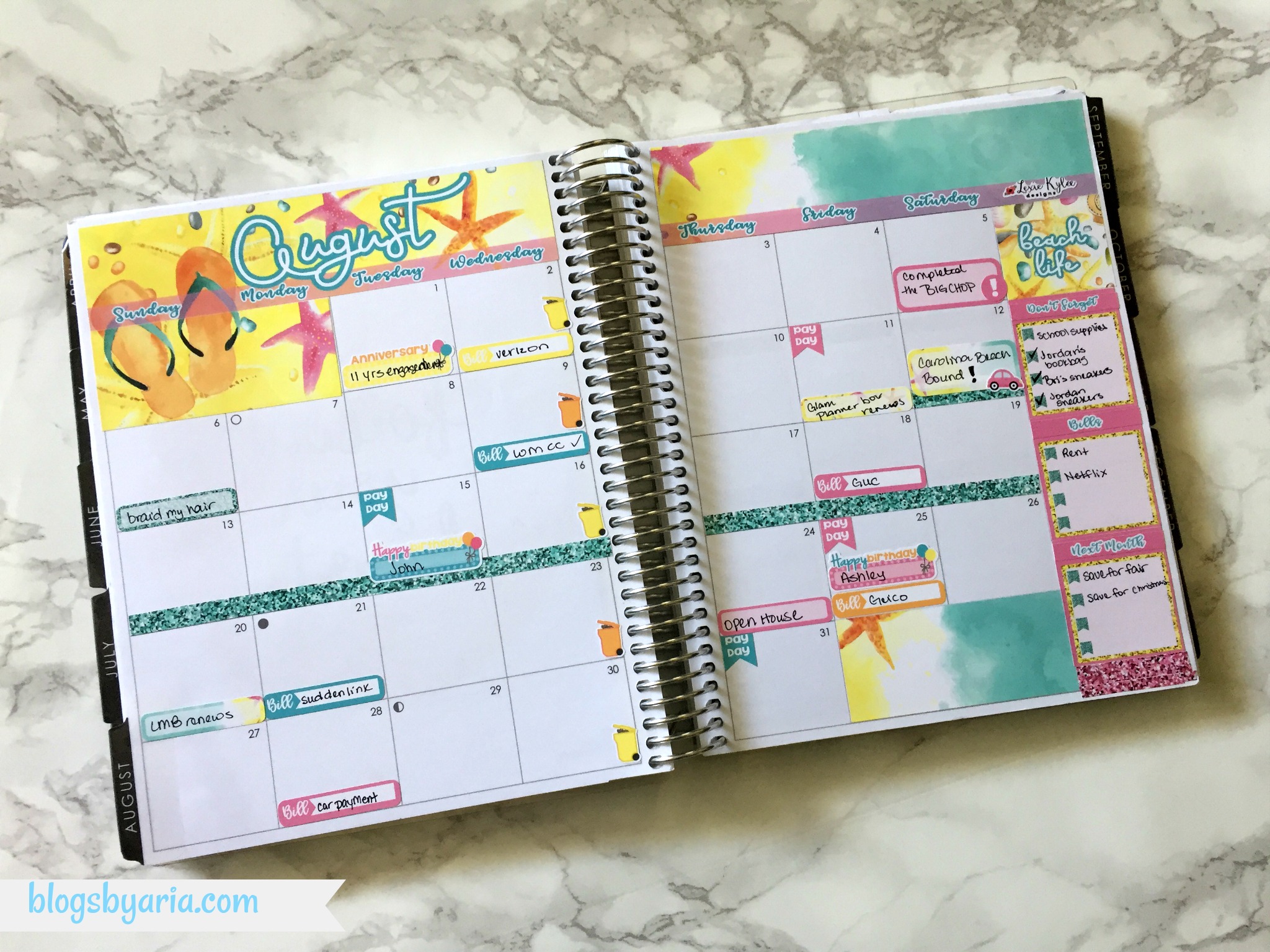 August Planner Spreads Round-Up - Blogs by Aria