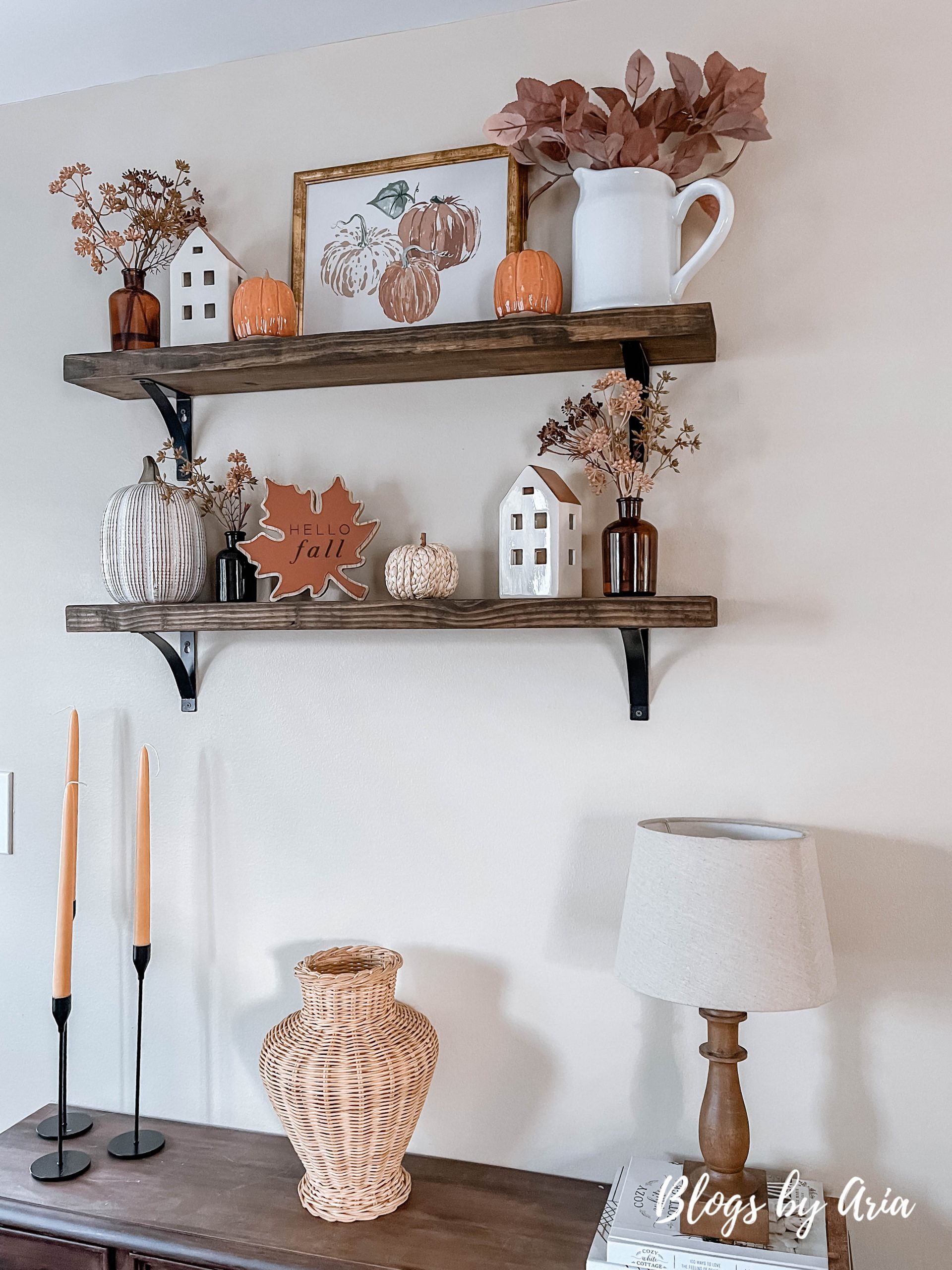 Fall Styled Floating Shelves - Blogs by Aria