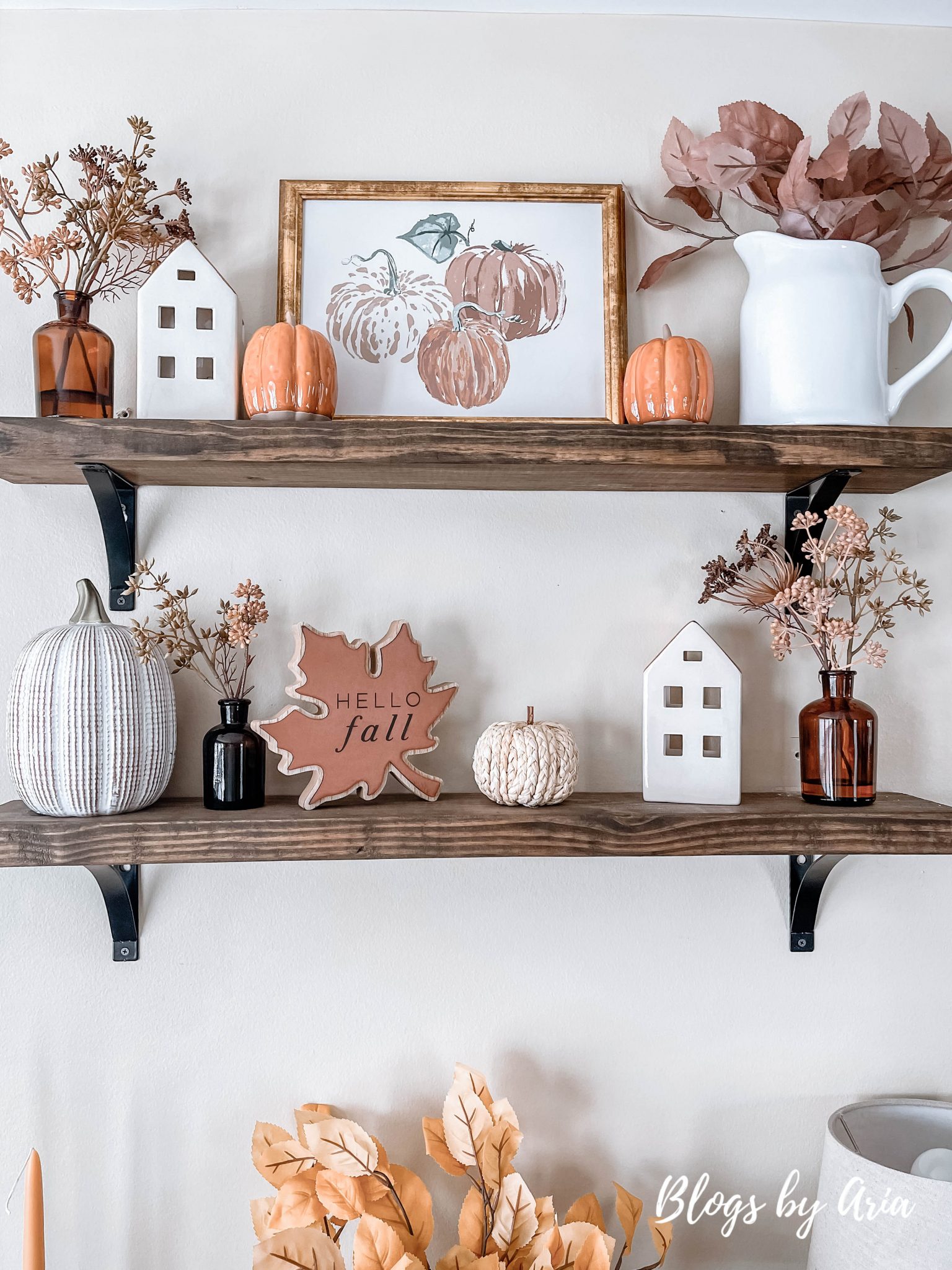 Fall Styled Floating Shelves - Blogs by Aria